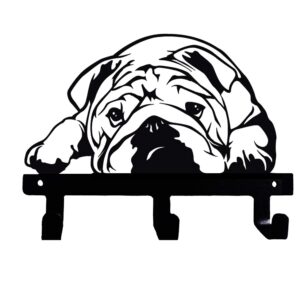 english bulldog resting lazy sleeping shaped black coated metal wall hook for leash key kitchen bathroom bedroom garage mud room