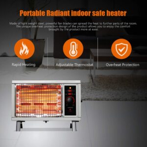 Homeleader ETL Portable Radiant Heater, 1250W/1500W Indoor Space Heater, Rapid Heating with Adjustable Thermostat, Perfect for garages, workshops, Warehouses, White