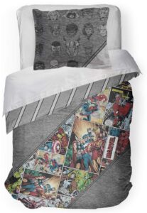 jay franco marvel comics 80th anniversary twin comforter & sham set - super soft kids reversible bedding - fade resistant microfiber (official marvel product)