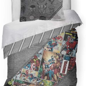 Jay Franco Marvel Comics 80th Anniversary Twin Comforter & Sham Set - Super Soft Kids Reversible Bedding - Fade Resistant Microfiber (Official Marvel Product)