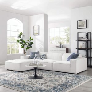 modway restore 4-piece upholstered sectional sofa in white