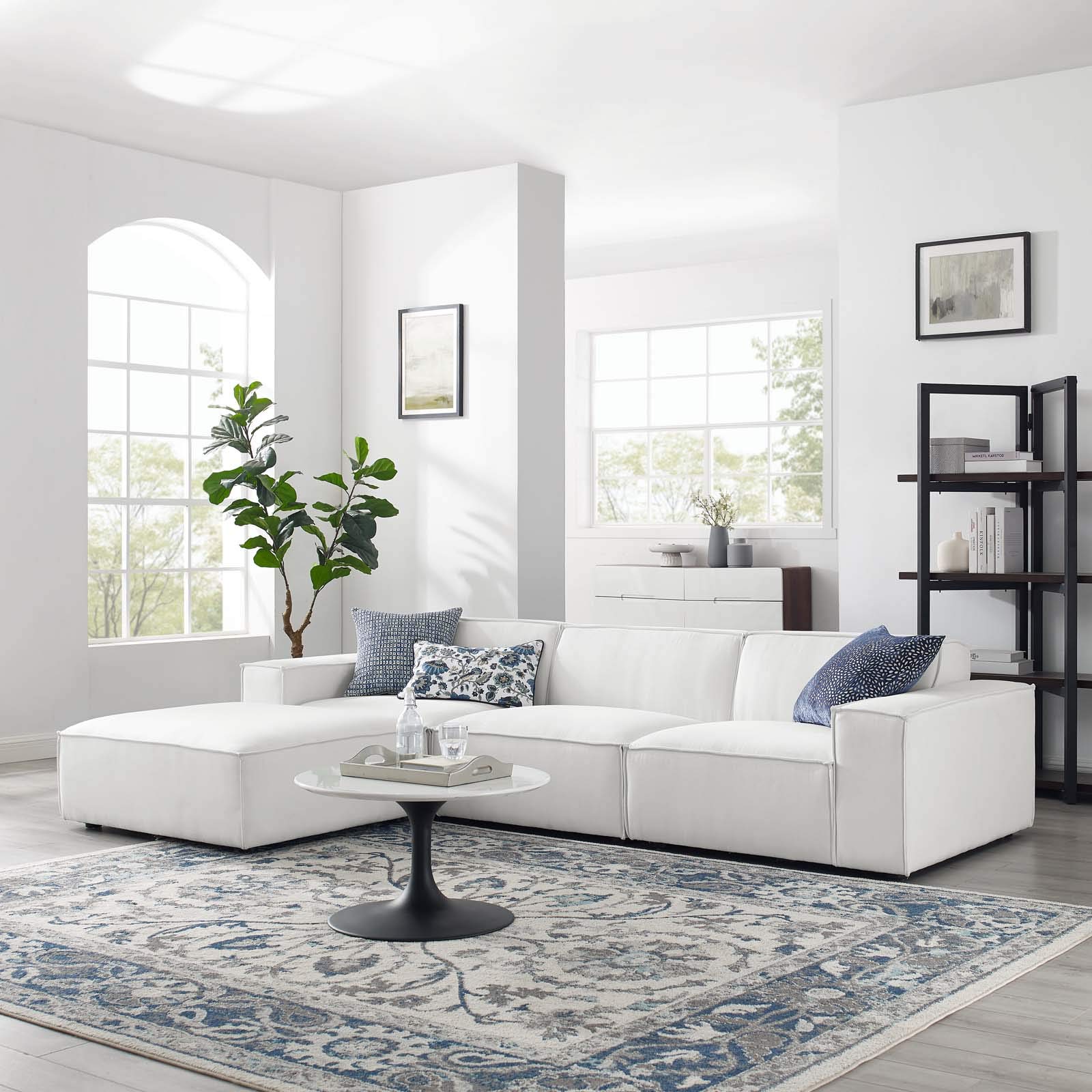 Modway Restore 4-Piece Upholstered Sectional Sofa in White