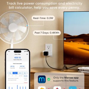 meross Smart Plug Mini, 15A & Reliable Wi-Fi, Support Apple HomeKit, Siri, Alexa, Echo, Google Assistant and Nest Hub, App Control, Timer, No Hub Needed, 2.4G WiFi Only, 1 Pack