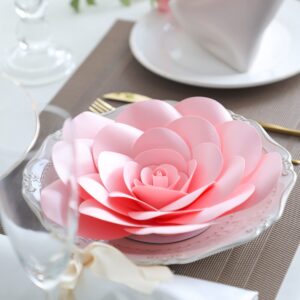 Fonder Mols 3D Paper Flowers Decorations for Wall(Pearl White & Pink, Set of 18), Wedding Bridal Shower Bouquet, Centerpieces, Flower Backdrops