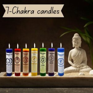 Vrinda® 7 Chakra Scented Candle, 7" - Aromatherapy Candle Set for Meditation, Yoga, and Relaxation - Hand-Poured with Natural Essential Oils (Red)