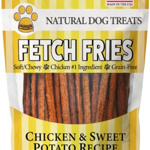 Fetch Fries Chicken and Sweet Potato Dog Treats, Soft Chicken Jerky for Small and Large Breeds, Naturally Healthy, Made in The USA (16 oz)