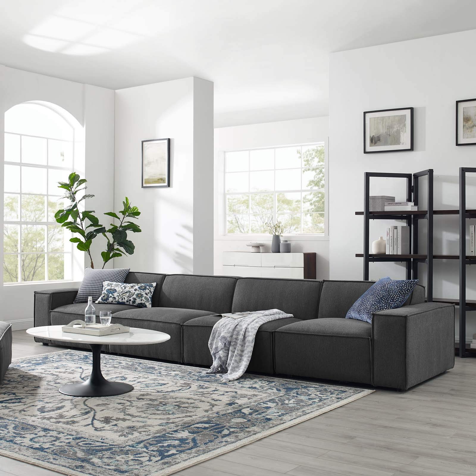 Modway EEI-4114-CHA Restore 4-Piece Sectional Sofa, Charcoal