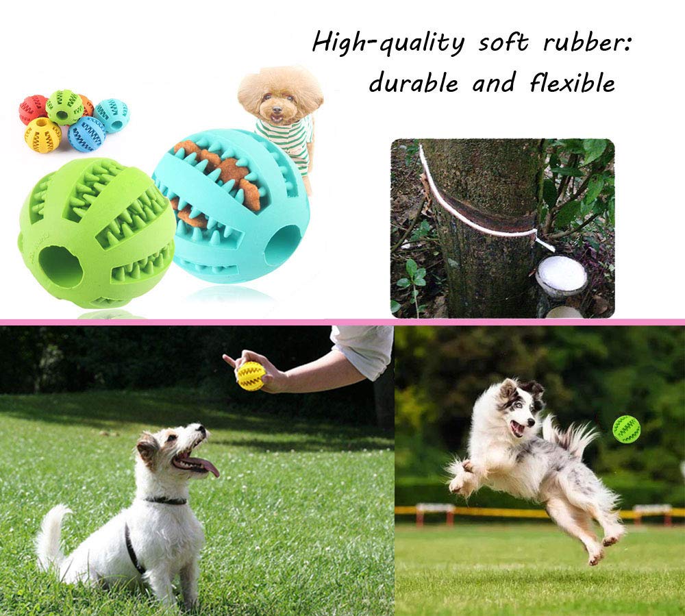 Sunglow 2 Pack Dog Toy Ball，Nontoxic Bite Resistant Teething Toys Balls for Small/Medium/Large Dog and Puppy Cat, Dog Pet Food Treat Feeder Chew Tooth Cleaning Ball Exercise Game IQ Training Ball