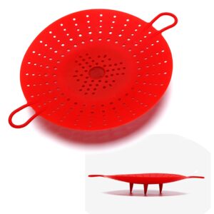 silicone vegetable and food steamer basket,good grips silicone steamer for instant pot-8.5 in,red