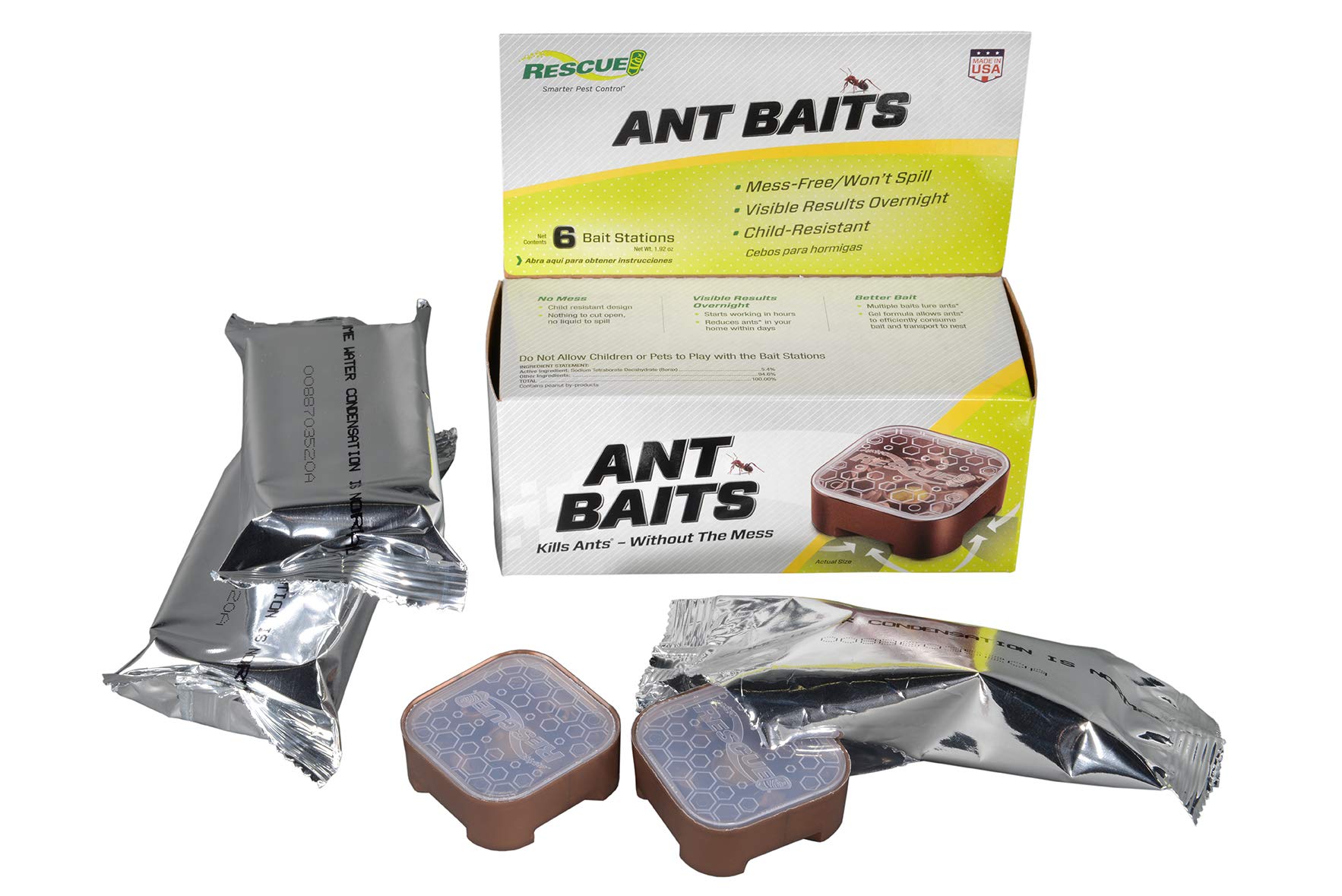 RESCUE! Ant Baits – Indoor Ant Killer, Ant Trap Alternative - 2 Pack (12 Bait Stations)