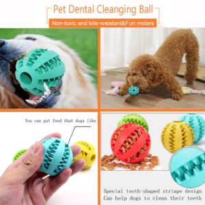 Sunglow 2 Pack Dog Toy Ball，Nontoxic Bite Resistant Teething Toys Balls for Small/Medium/Large Dog and Puppy Cat, Dog Pet Food Treat Feeder Chew Tooth Cleaning Ball Exercise Game IQ Training Ball