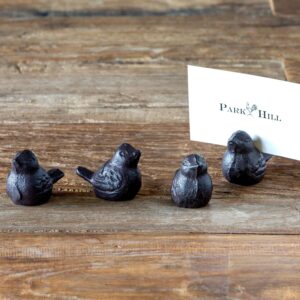 Park Hill Collection EAB00640 Cast Iron Place Card Holder, Set of 4, 1-inch Height, Black (Songbird)