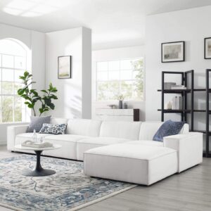 modway restore 5-piece upholstered sectional sofa in white