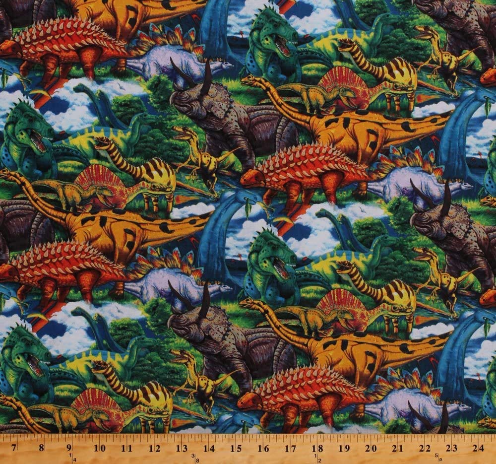 Dinosaurs Cotton Fabric by The Yard