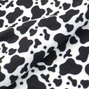 David accessories Double Brushed Poly Knit Fabric Fruit Cow Pattern Printing Fabric 4 Way Stretch Spandex Knitting Fabric DBP Fabric by The Yard for Clothes Dress (Cow Pattern)