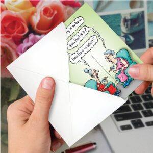 NobleWorks - 1 Funny Birthday Card for Women, Wife - Happy Bday Cartoon, Woman Notecard with Envelope - Bad Memory C3680BDG