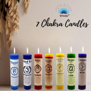 Vrinda® 7 Chakra Scented Candle, 7" - Aromatherapy Candle Set for Meditation, Yoga, and Relaxation - Hand-Poured with Natural Essential Oils (Red)