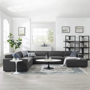 modway restore 7-piece upholstered sectional sofa in charcoal