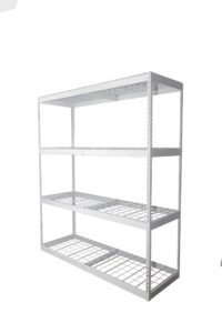 monsterrax heavy duty garage shelving - 24" x 72" x 84" - 500 lbs/shelf - adjustable 4 tier metal utility shelves - high grade steel freestanding storage rack for warehouse, basement - white finish