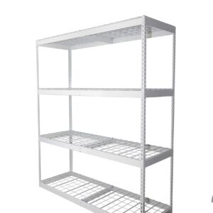 MonsterRax Heavy Duty Garage Shelving - 24" x 72" x 84" - 500 lbs/Shelf - Adjustable 4 Tier Metal Utility Shelves - High Grade Steel Freestanding Storage Rack for Warehouse, Basement - White Finish