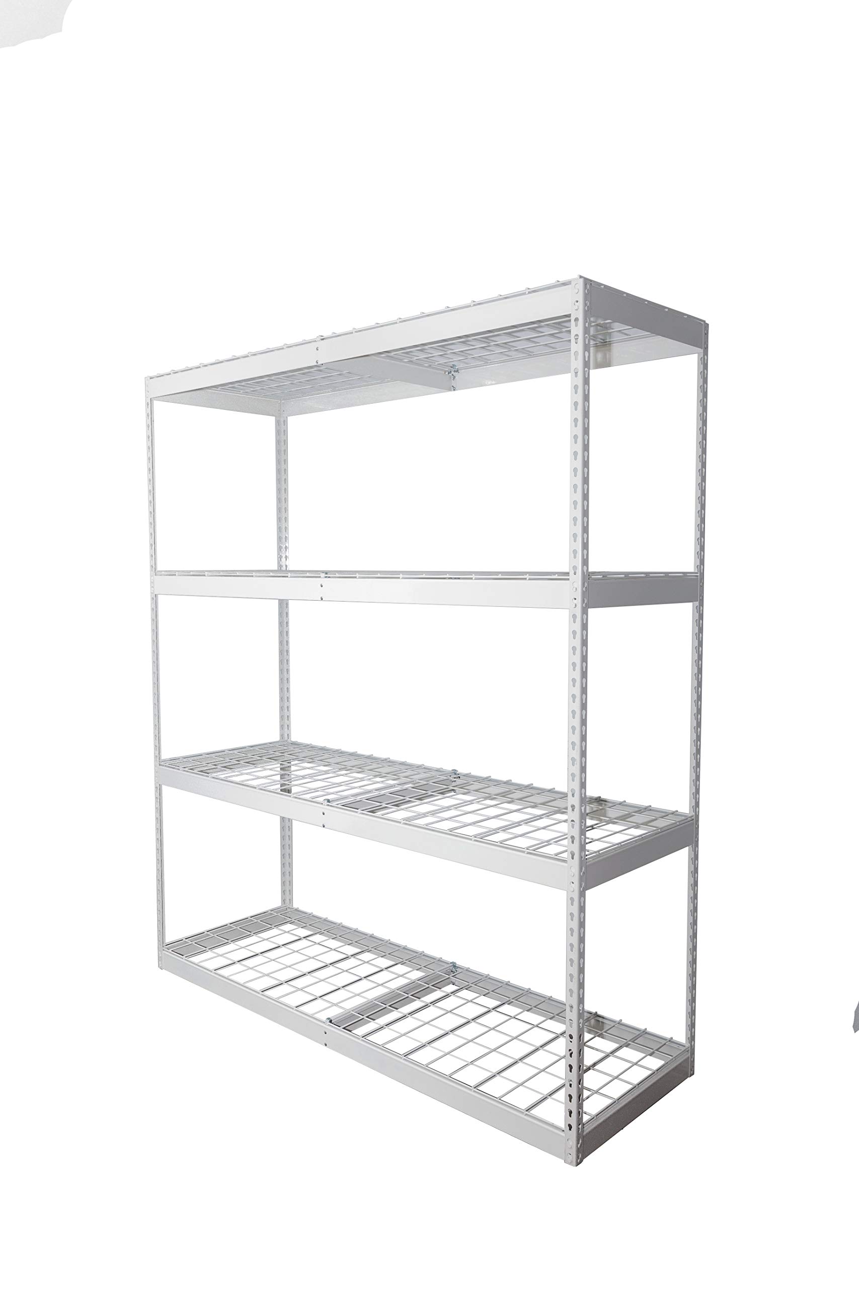 MonsterRax Heavy Duty Garage Shelving - 24" x 72" x 84" - 500 lbs/Shelf - Adjustable 4 Tier Metal Utility Shelves - High Grade Steel Freestanding Storage Rack for Warehouse, Basement - White Finish