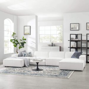 modway restore 6-piece upholstered sectional sofa in white