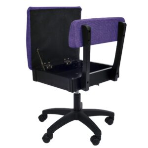 Arrow Sewing H8160 Adjustable Height Hydraulic Sewing and Craft Chair with Under Seat Storage and Solid Fabric, Royal Purple Fabric