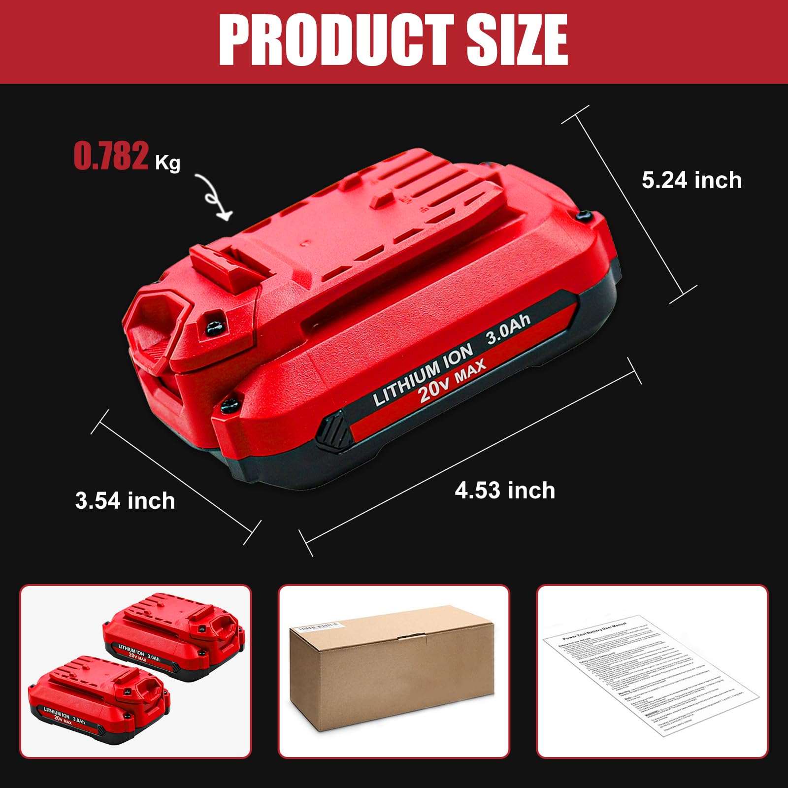 2-Pack 3.0Ah Lithium Replacement Battery for Craftsman 20V Battery CMCB202 CMCB202-2 CMCB201 CMCB204 CMCB204-2 Compatible with Craftsman Battery 20V Cordless Power Tools CMCS300B CMCG400B Black