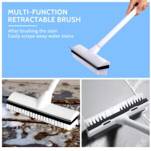 Shower Cleaning Scrubber Brush, 44 Inch Floor Scrub Brush with Long Handle - Large Deck Brushes for Scrubbing, Stiff Bristle Push Broom for Grout/Patio/Garage/Bathroom/Boat/Tile Floor and Concrete