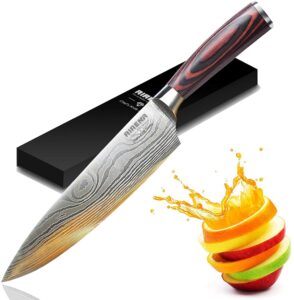 airena chef knife - pro kitchen knife 8 inch chefs knife high carbon german stainless steel sharp paring knife with ergonomic handle