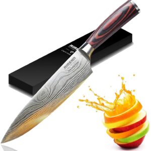 AIRENA Chef Knife - Pro Kitchen Knife 8 Inch Chefs Knife High Carbon German Stainless Steel Sharp paring Knife with Ergonomic Handle