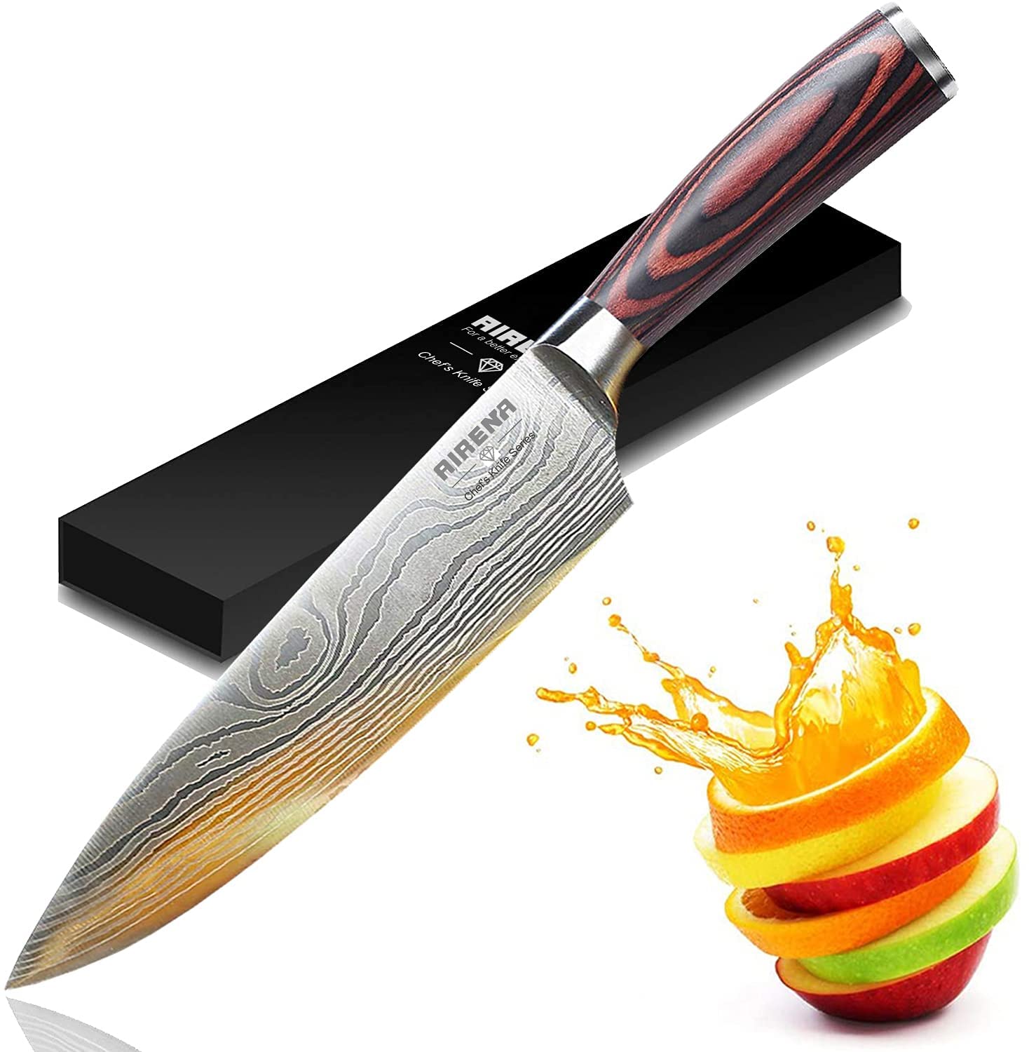 AIRENA Chef Knife - Pro Kitchen Knife 8 Inch Chefs Knife High Carbon German Stainless Steel Sharp paring Knife with Ergonomic Handle