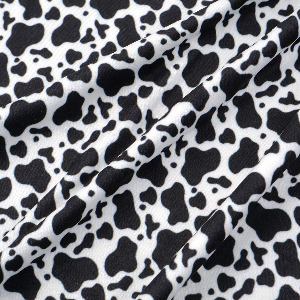 David accessories Double Brushed Poly Knit Fabric Fruit Cow Pattern Printing Fabric 4 Way Stretch Spandex Knitting Fabric DBP Fabric by The Yard for Clothes Dress (Cow Pattern)