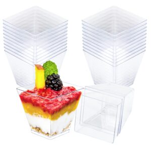 dessert cups clear square plastic mini cube 2oz shot glass pack of 40