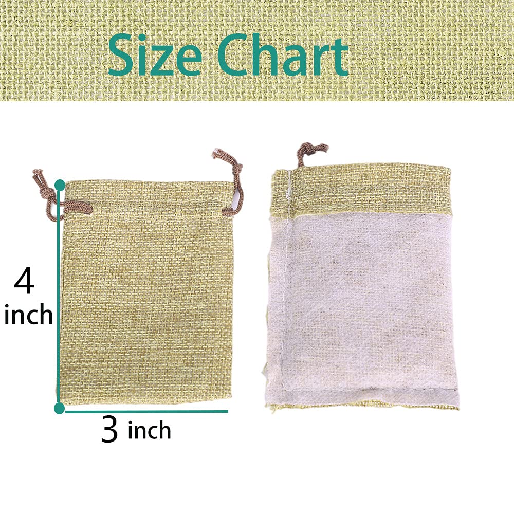 LYSXP 50PCS Burlap Bags with Drawstring，3x4 Inch Cream color Drawstring Gift Bag Jewelry Pouches for Wedding Party Favors, DIY Craft