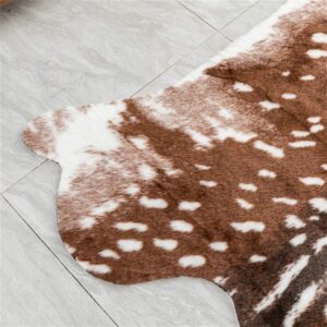 Faux Cowhide Area Rug, Sika Deer Print Hide Rug Faux Fur Animals Mat Carpet for Home,Livingroom (3.3x3ft)