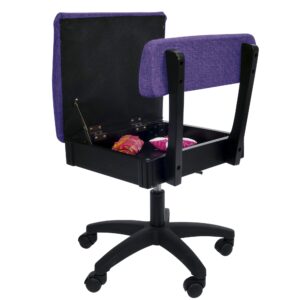 Arrow Sewing H8160 Adjustable Height Hydraulic Sewing and Craft Chair with Under Seat Storage and Solid Fabric, Royal Purple Fabric