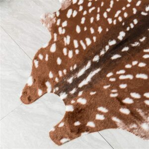 Faux Cowhide Area Rug, Sika Deer Print Hide Rug Faux Fur Animals Mat Carpet for Home,Livingroom (3.3x3ft)