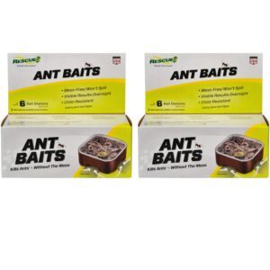 rescue! ant baits – indoor ant killer, ant trap alternative - 2 pack (12 bait stations)