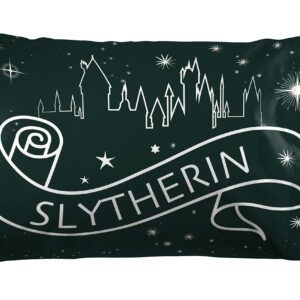 Jay Franco Harry Potter Serpent Stars 1 Pack Pillowcase - Double-Sided Kids Super Soft Bedding - Features Hogwarts House Slytherin