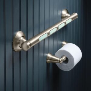 Moen MLR8718D4GBN Banbury 18" Glow-in-The-Dark Bathroom Grab Bar, Brushed Nickel