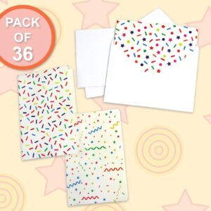 36 Pack All Occasion Assorted Blank Greeting Cards-Rainbow Confetti Designs-Blank Greeting Cards with Envelopes Included 4 x 6 Inches Thank You Cards, Birthday Cards, Graduation Cards,Congratulations