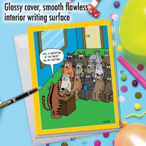 NobleWorks - Jumbo Birthday Greeting Card (8.5 x 11 Inch) - Cartoon Humor, Notecard with Envelope - Cat Question J3674BDG-US