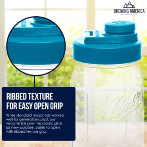 Mason Jar Lids Wide Mouth Plastic 4 pack-USA Made-Flip Cap Screw Top Pour Spout Drink Hole - Leak-proof for Kerr and Ball Canning Jars - Airtight for Drinks to Go and Controlled Pouring - Teal