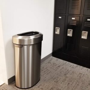 iTouchless Stainless Steel Trash Can and Recycle Bin, Slim and Space-Saving Design for Home, Office, Kitchen, Restaurant, Restroom, Large Capacity, 23 Gallon / 87 Liter, Open Top, Semi Round 23 Gal