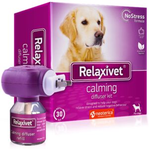 calming diffuser kit for dogs & puppy - pet separation anxiety relief & calm pheromones plug - anti stress treatment help with fireworks, aggression, fighting & other problematic behaviors