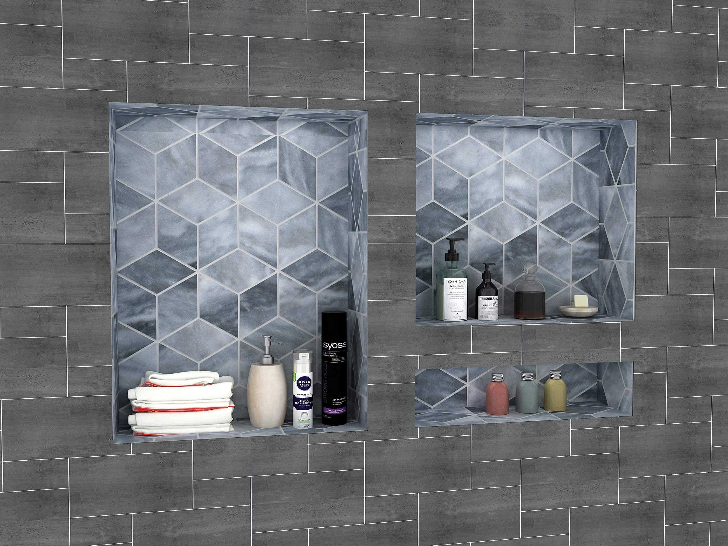 Shower Niche Recessed Shower Shelves, ABS Plastic Bathroom Shower Cube 32×20 inches, with Texture