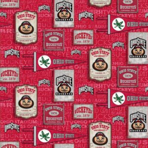 sykel enterprises ohio state university osu buckeyes cotton fabric with vintage pennant design-sold by the full yard