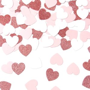 rose-gold pink white heart confetti - 200pcs engagement wedding baby shower bachelorette mothers day valentines birthday party table decoration glitter paper decor lasting surprise