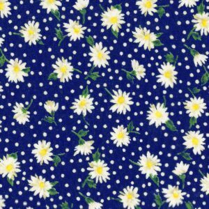 daisy flowers & dots cotton fabric by the yard